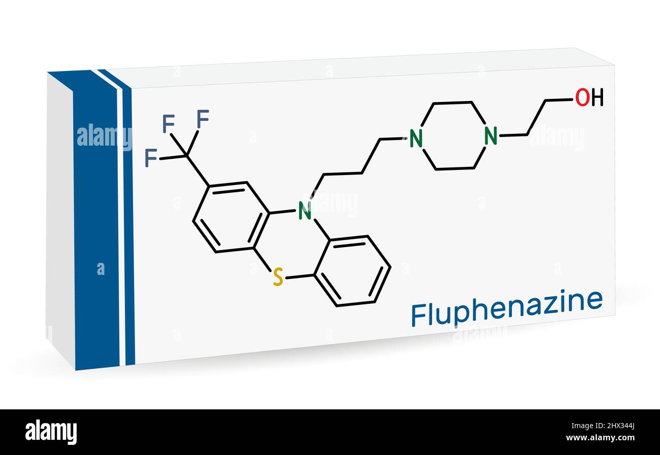 Fluphenazine molecule. It is is a phenothiazine, neuroleptic ...