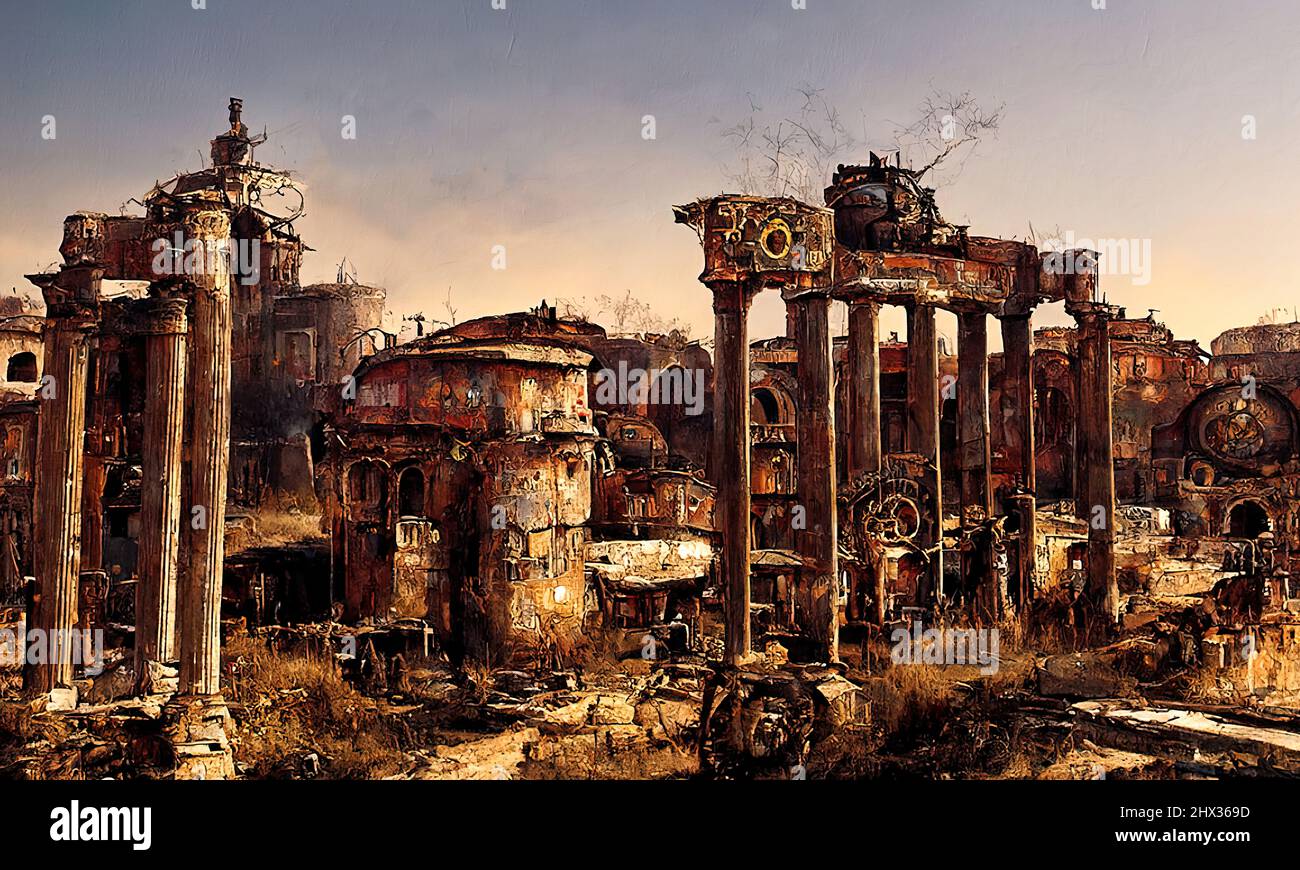 The Roman Imperial Forums in a Steampunk Universe Stock Photo - Alamy