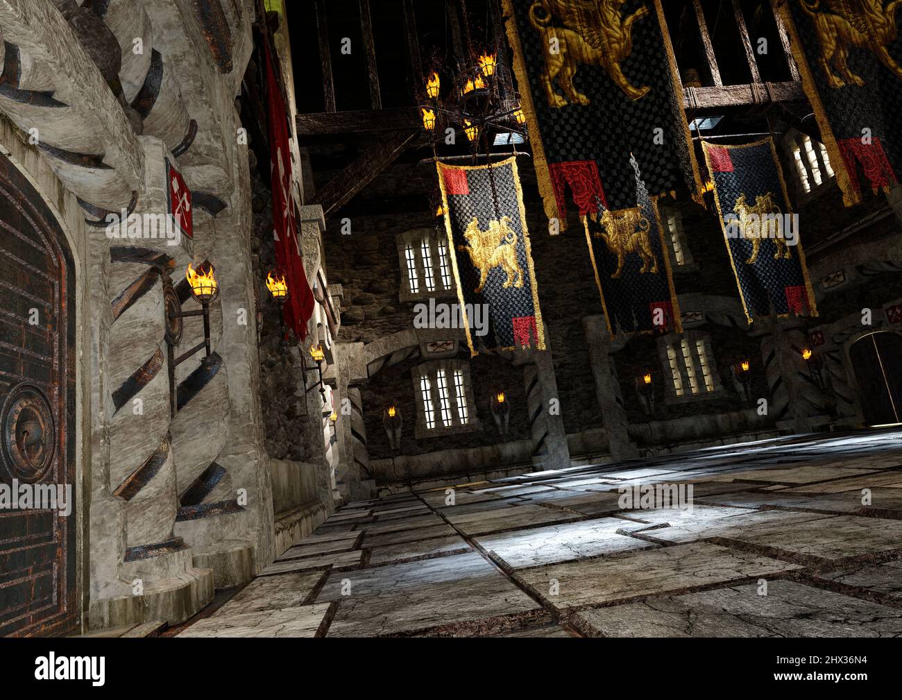 3D rendering of a fairy tale medieval castle interior Stock Photo - Alamy