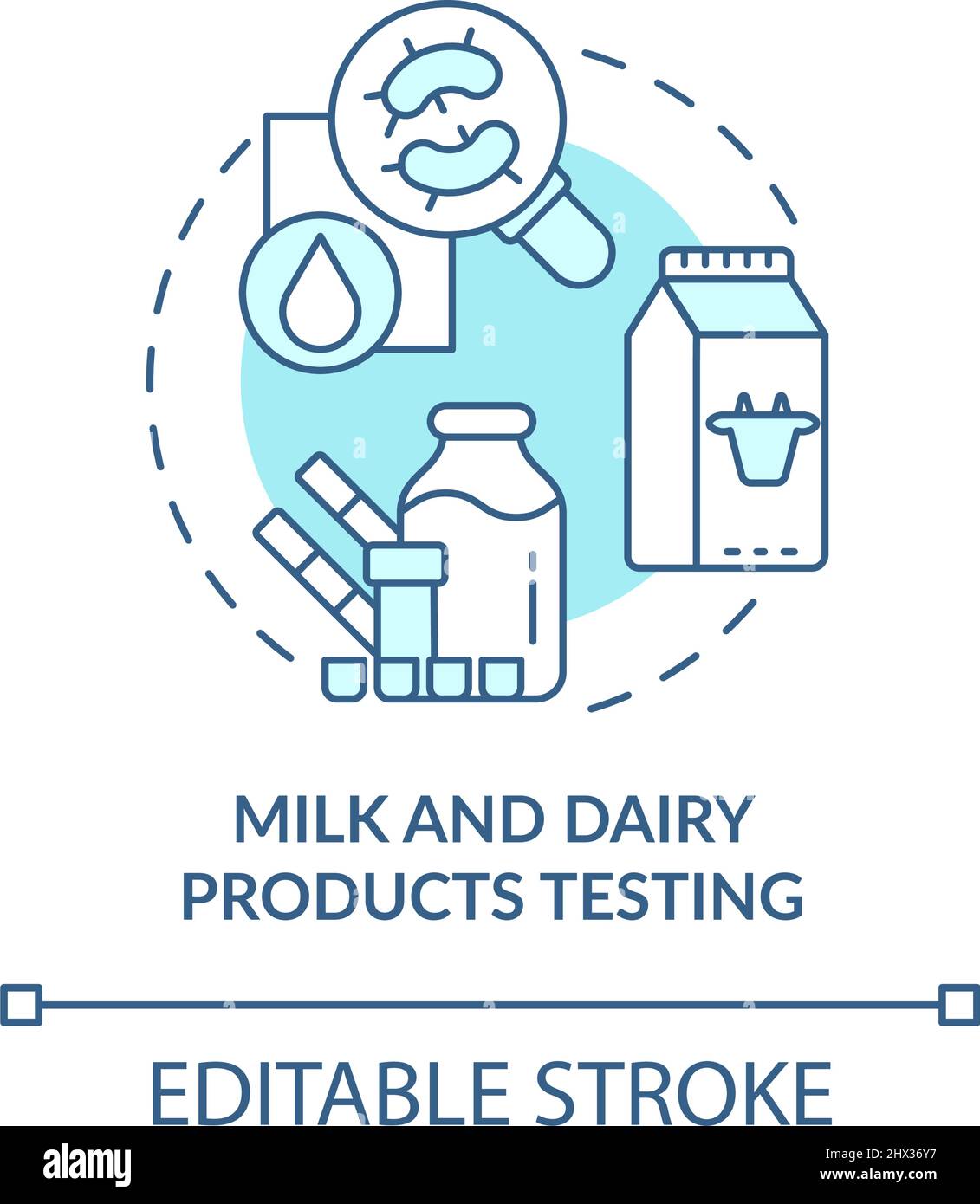 Milk and dairy products testing turquoise concept icon Stock Vector ...