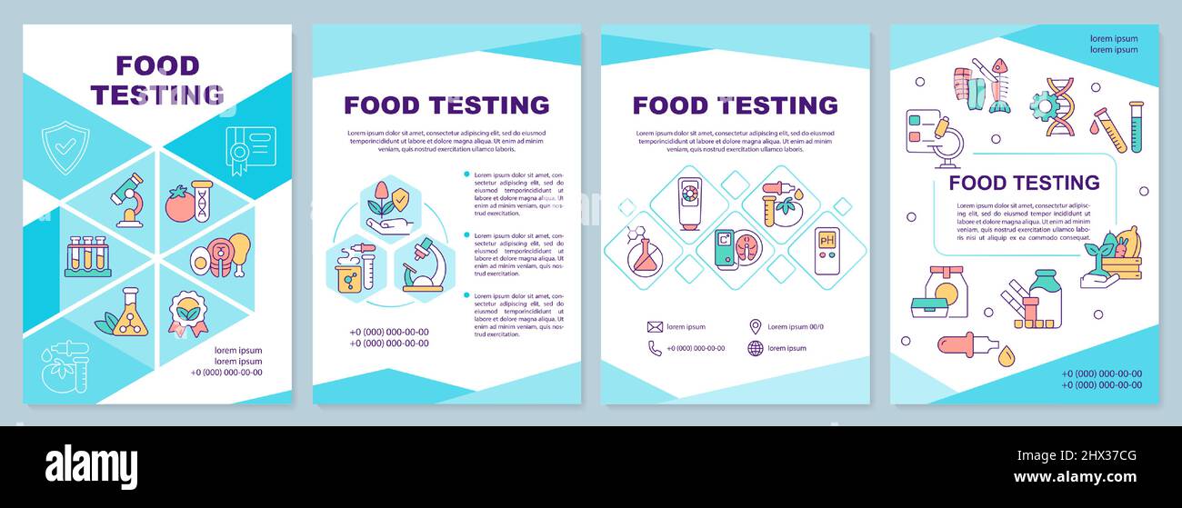 Food testing turquoise brochure template Stock Vector Image & Art - Alamy
