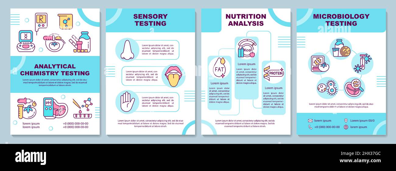 Food samples analysis turquoise brochure template Stock Vector Image ...