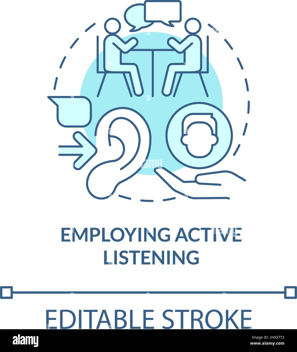 Employing active listening turquoise concept icon Stock Vector Image ... Employing active listening turquoise concept icon Stock Vector Image ...