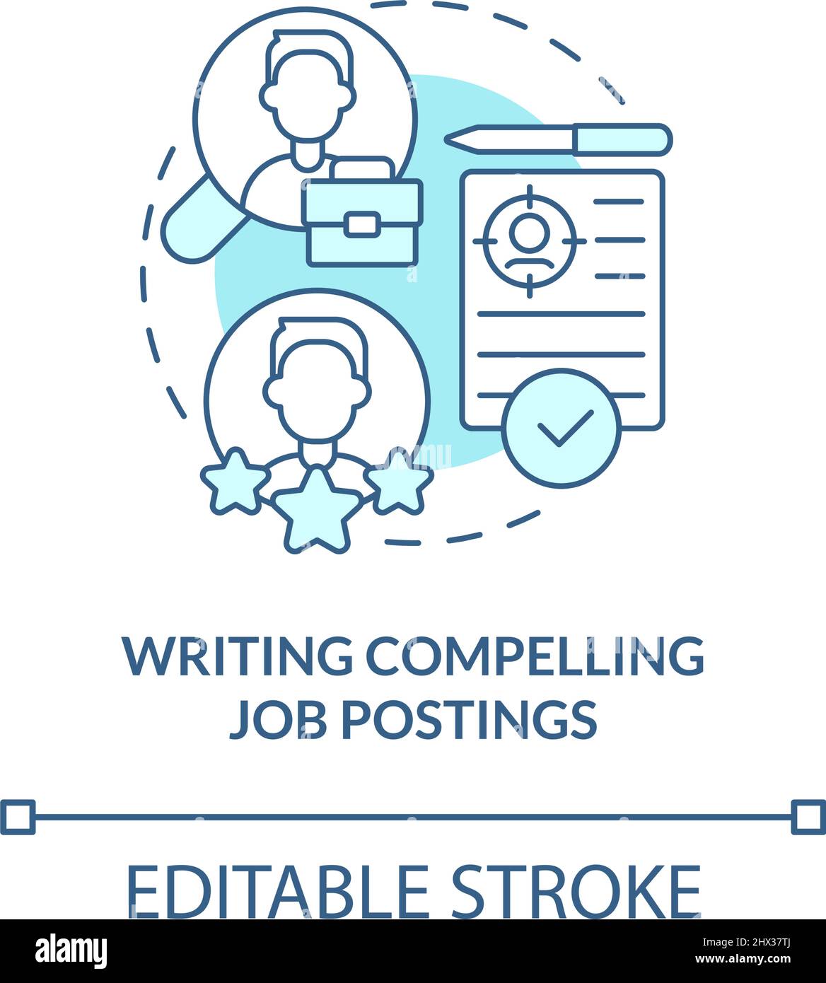 Writing compelling job postings turquoise concept icon Stock Vector ...