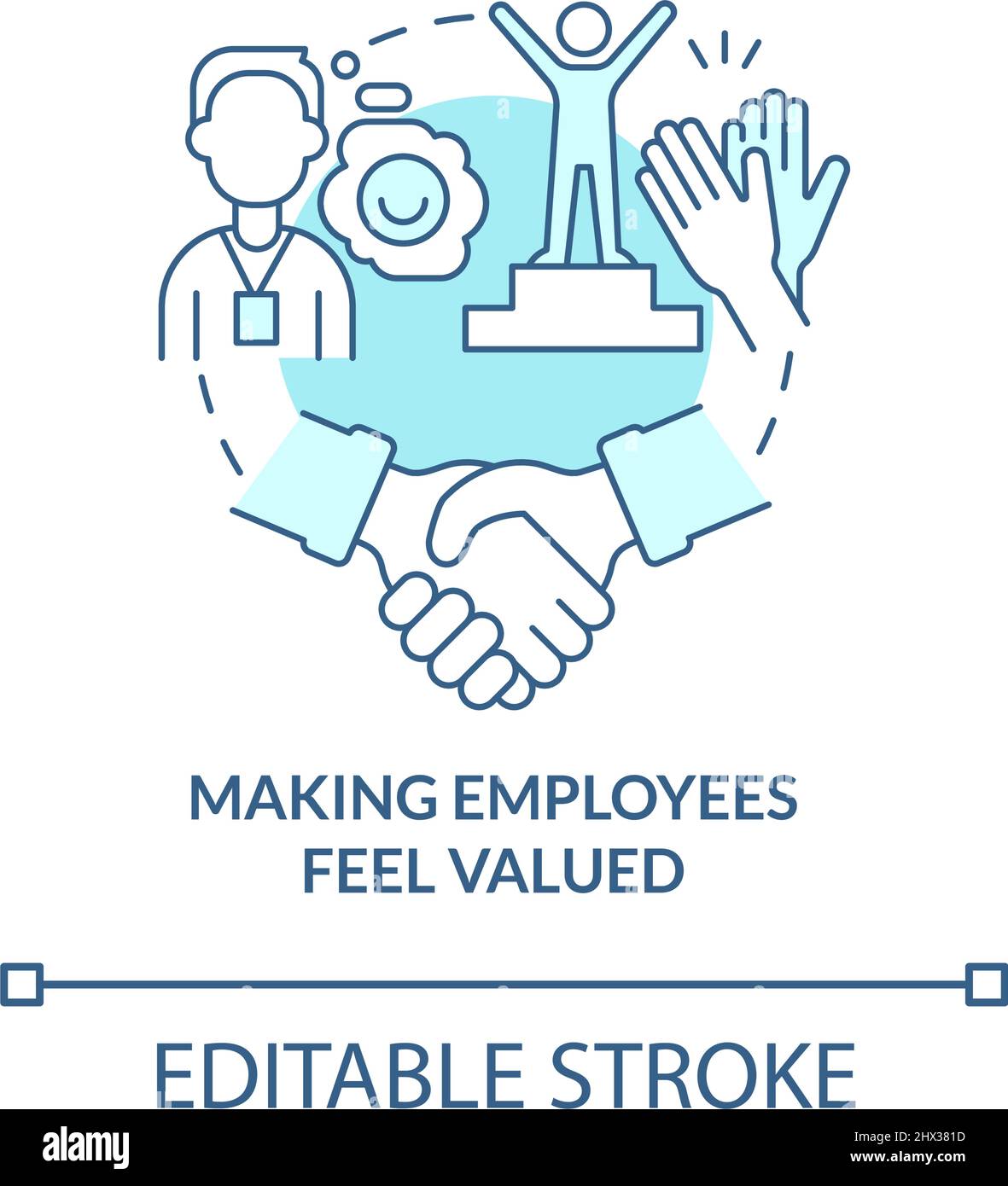 Making employees feel valued turquoise concept icon Stock Vector Image ...