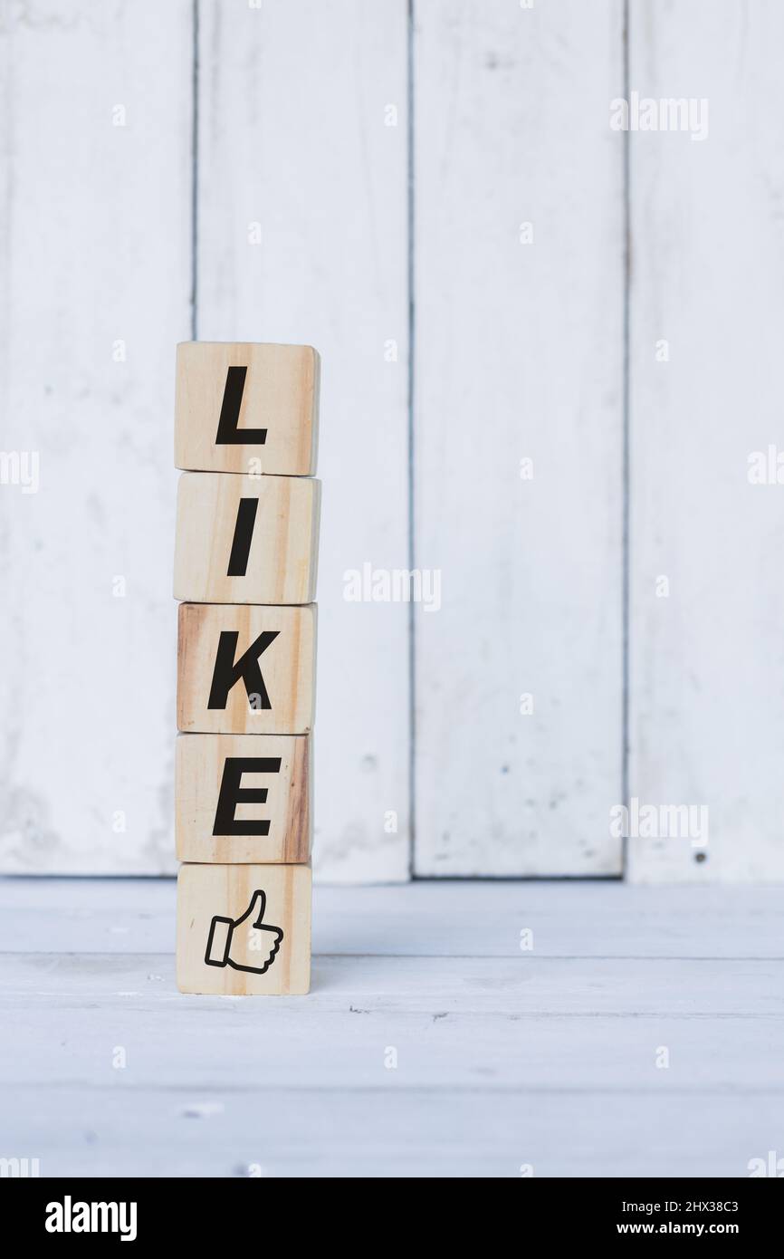 i like word or concept on wooden blocks, white wood background Stock ...