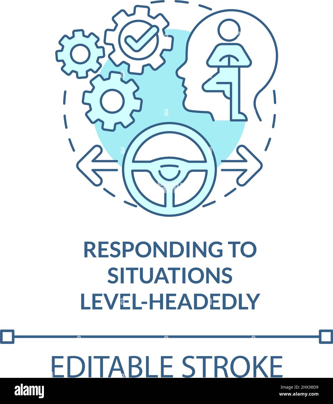 Responding to situations level-headedly turquoise concept icon Stock ...