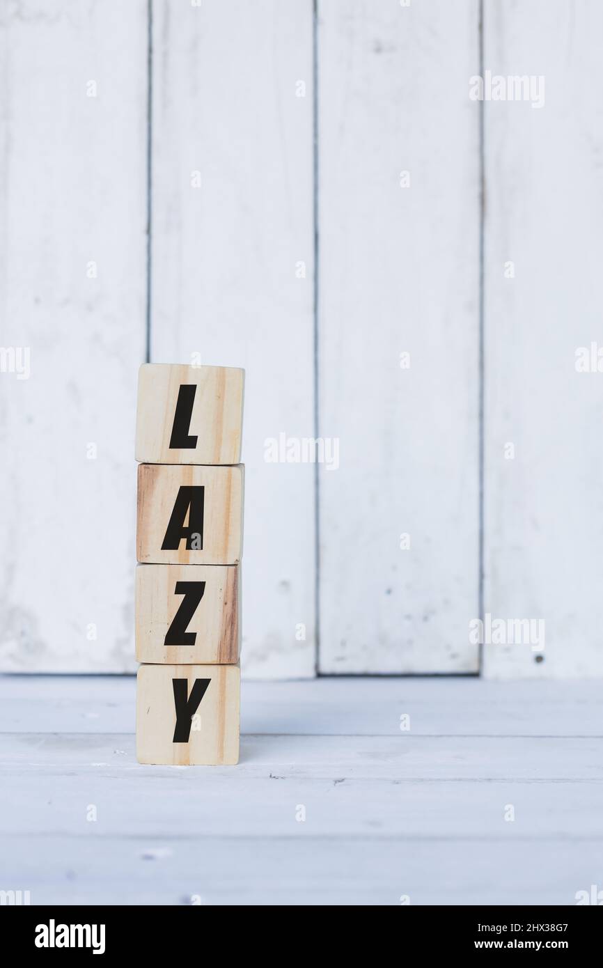 lazy word or concept on wooden blocks, white wood background Stock ...
