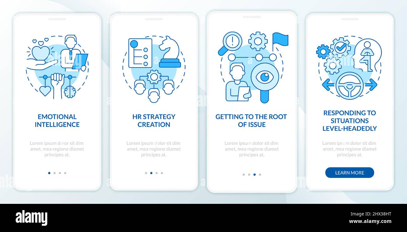 Hr Soft Skills Blue Onboarding Mobile App Screen Stock Vector Image