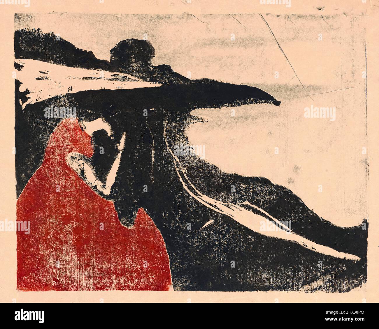 Edvard Munch, Melancholy II, woodcut print in colour, 1898 Stock Photo ...