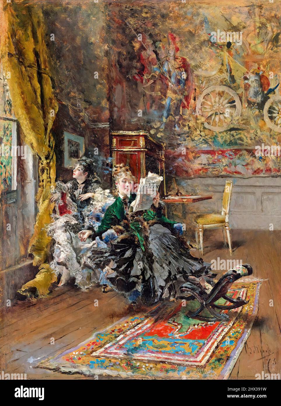 Giovanni Boldini, painting, Les Parisiennes, oil on canvas, 1873 Stock ...