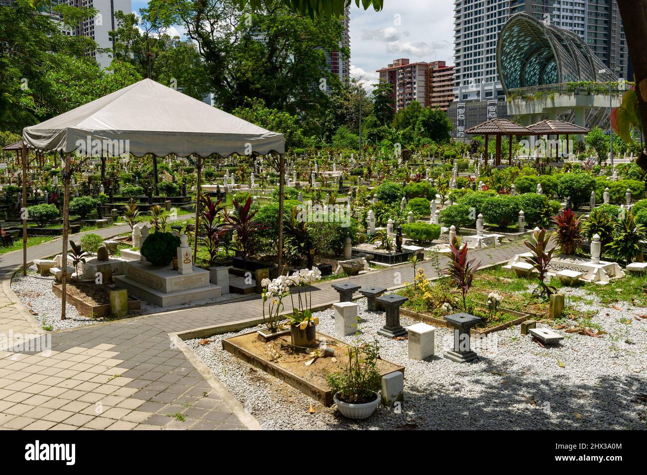 Jalan Ampang Muslim Cemetery, With the Saloma Bridge in the Background ...