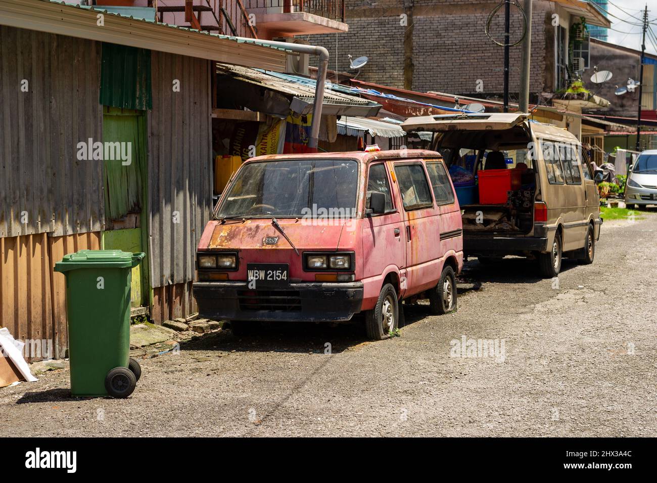 Old Wrecked Vintage Van at Kampung Baru, Kuala Lumpurr Stock Photo - Alamy