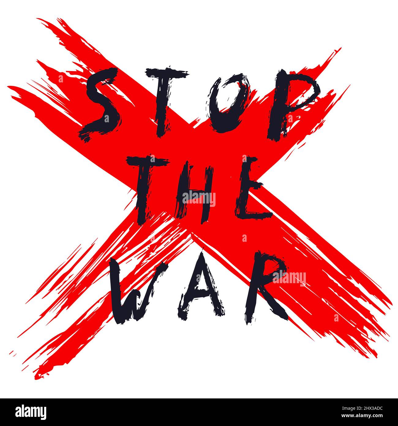Stop the war icon. Black lettering by hand with a call to stop the war ...