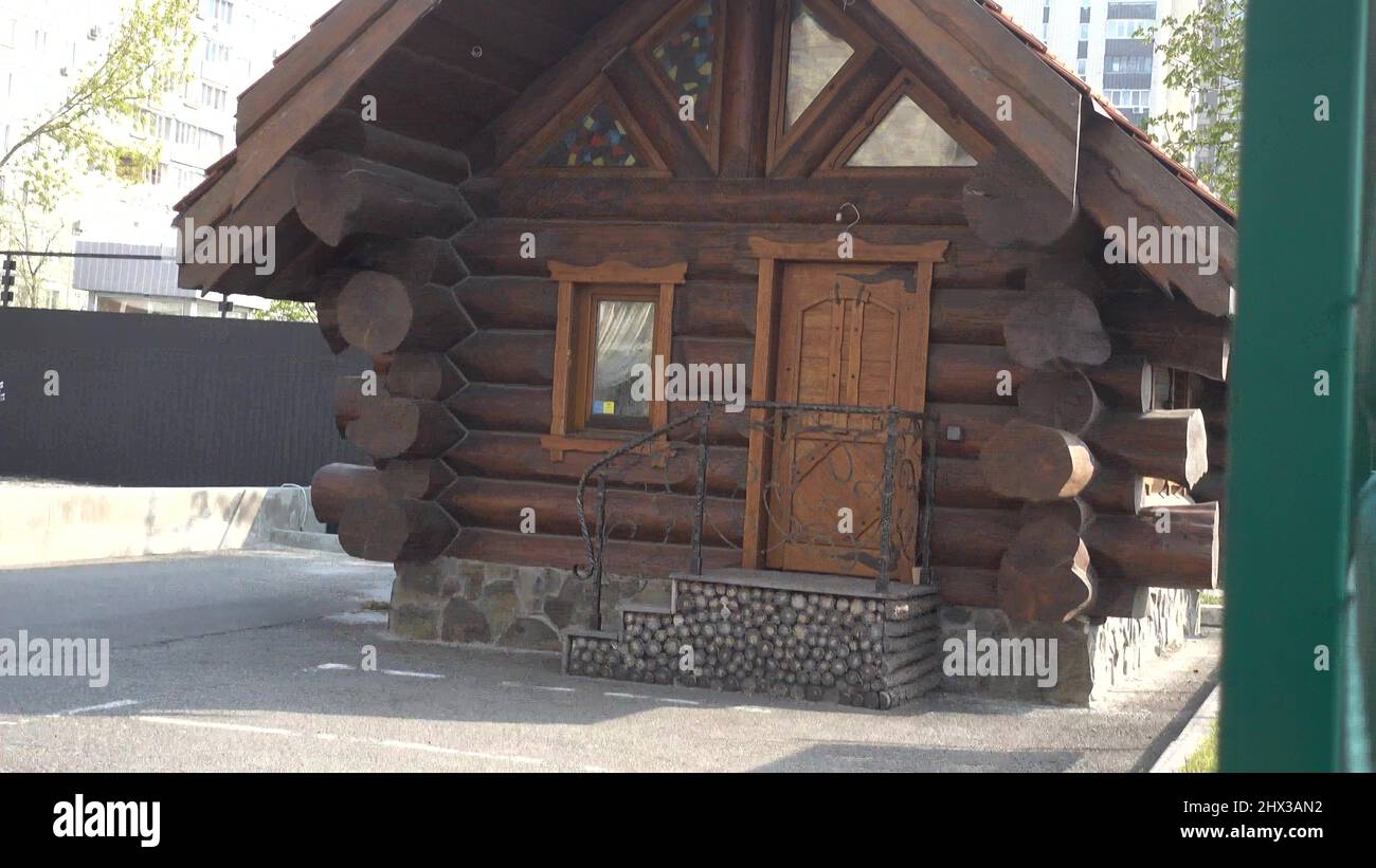 Wooden house made of logs Stock Photo - Alamy