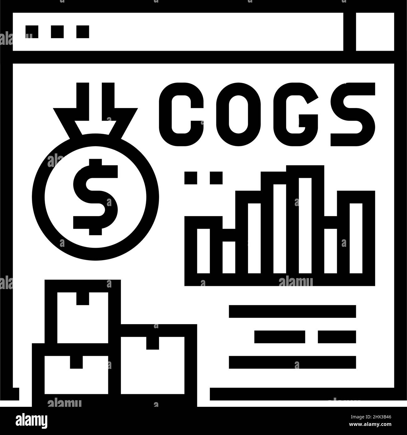 cost of goods sold cogs report line icon vector illustration Stock ...