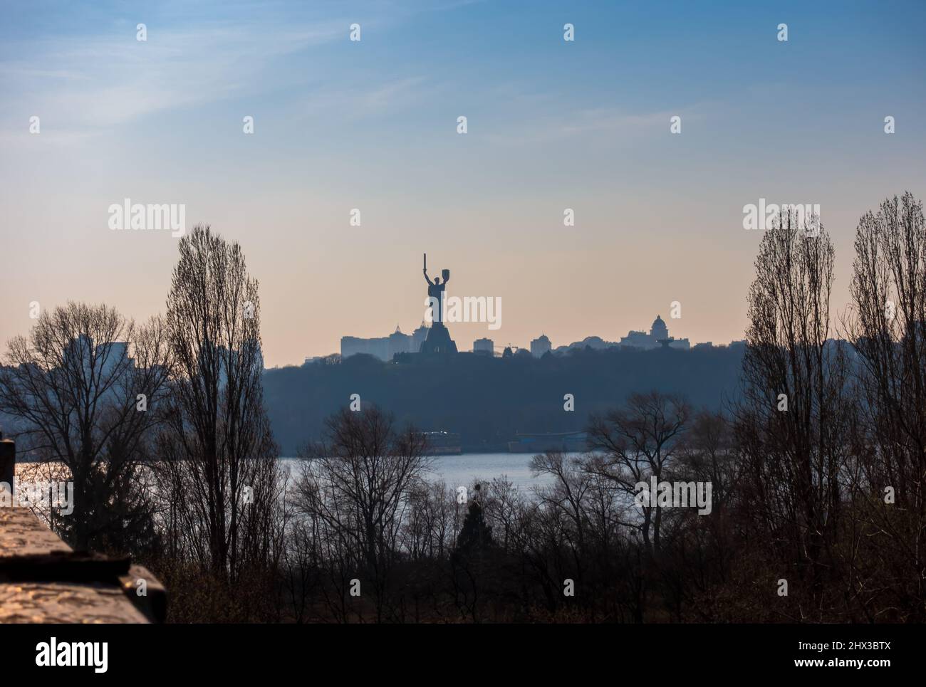 Statue of Motherland - mother in Kiev, Ukraine . View from afar Stock ...