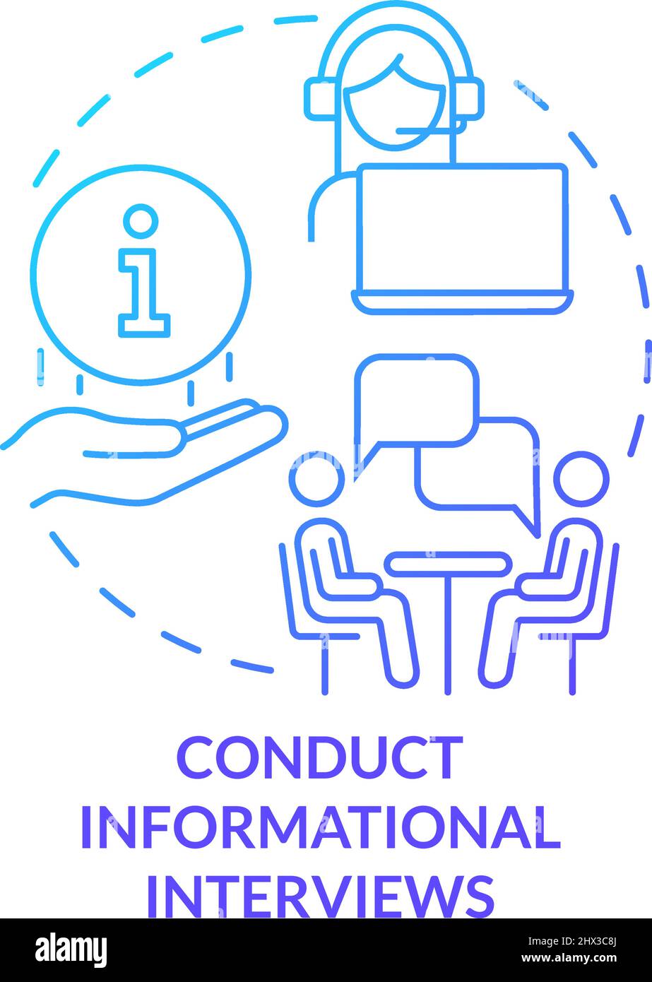 Conduct informational interviews blue gradient concept icon Stock ... Conduct informational interviews blue gradient concept icon Stock ...