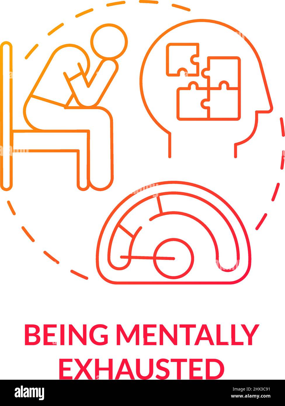 Being mentally exhausted red gradient concept icon Stock Vector Image ...