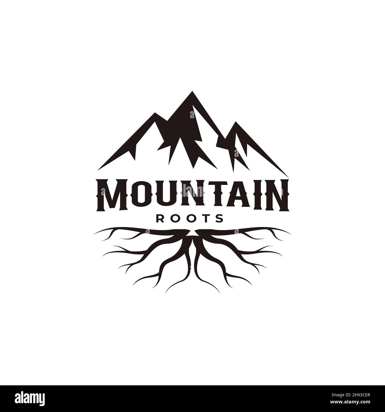 Mountain vector illustration logo with creeper roots vintage design ...