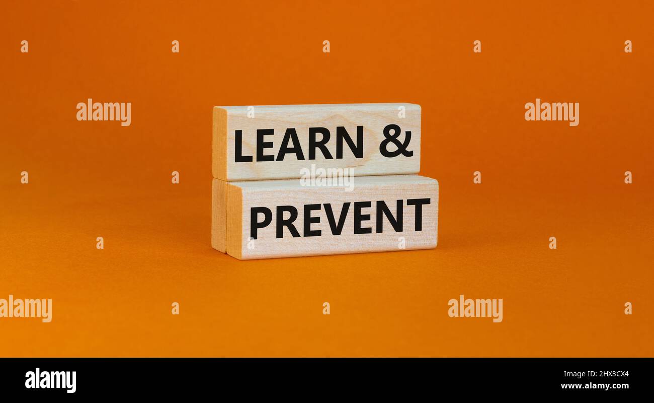 Learn and prevent symbol. Concept words Learn and prevent on wooden ...
