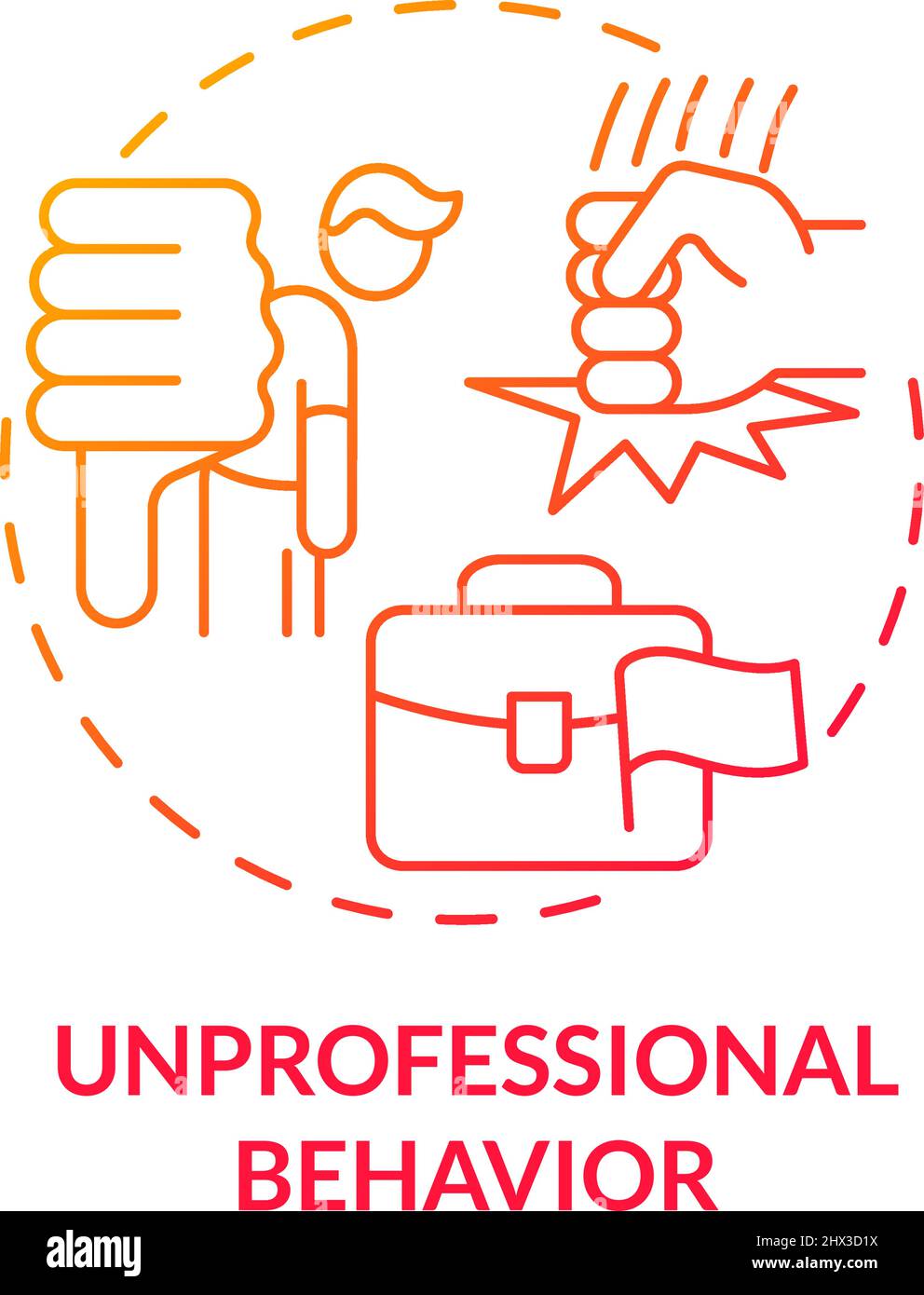 Unprofessional behavior red gradient concept icon Stock Vector Image ...