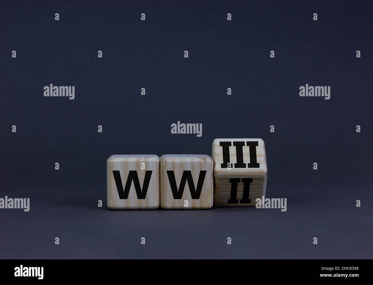 WW3 world war 3 symbol. Turned the wooden cube and changed the concept ...