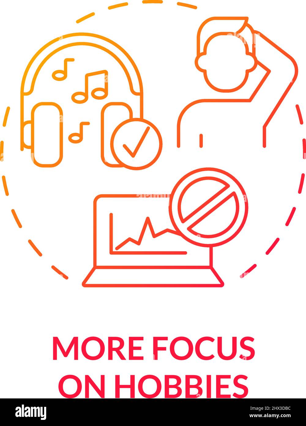 More focus on hobbies red gradient concept icon Stock Vector Image ...