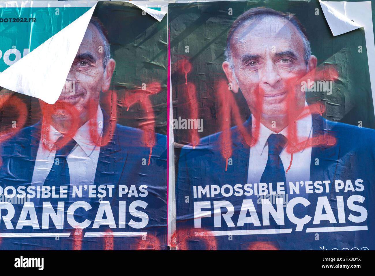 France, Montauban, 2022-03-09. Poster of Eric Zemmour, Tagged Poutine ...