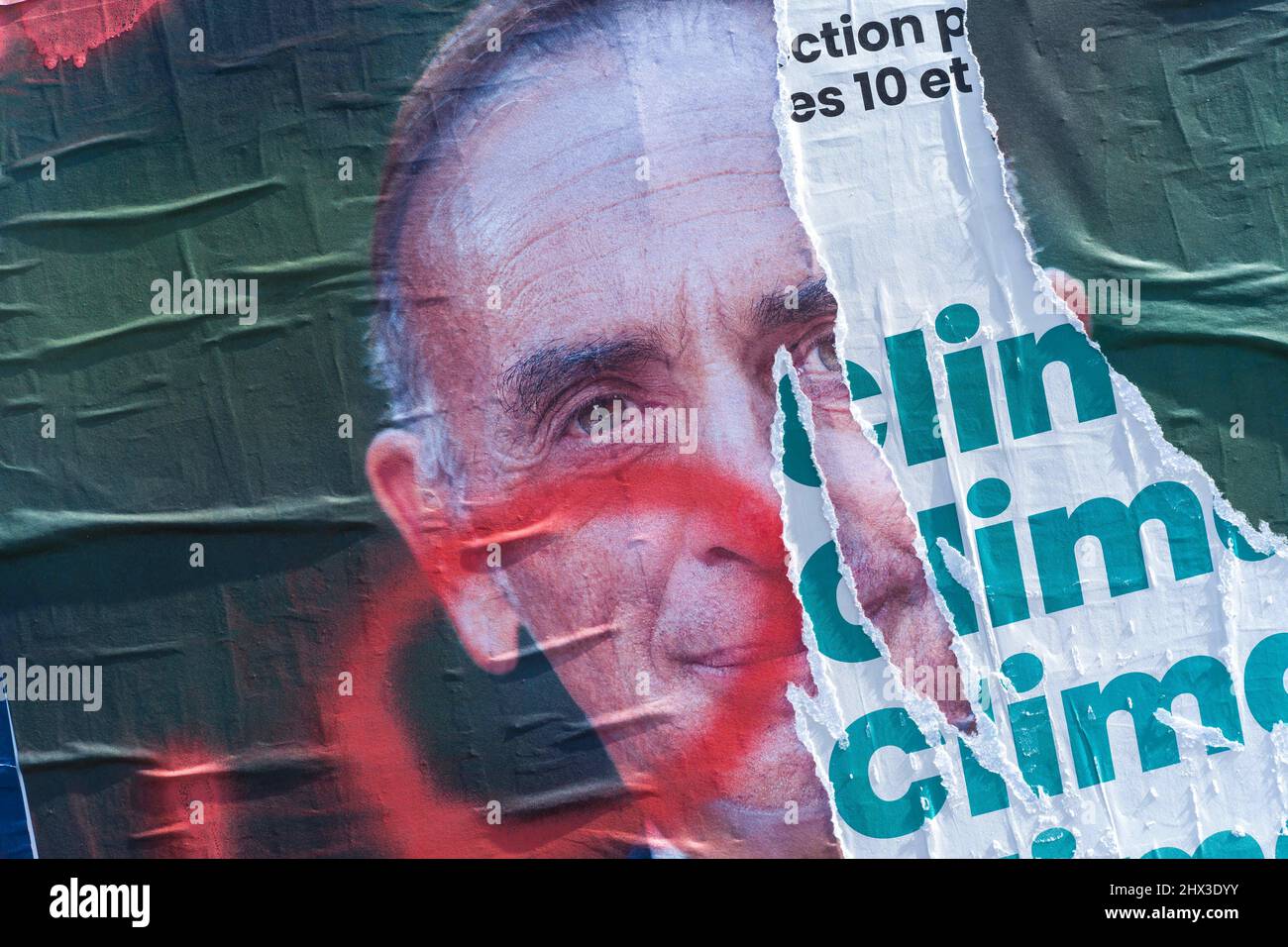 France, Montauban, 2022-03-09. Poster of Eric Zemmour, Tagged Poutine ...