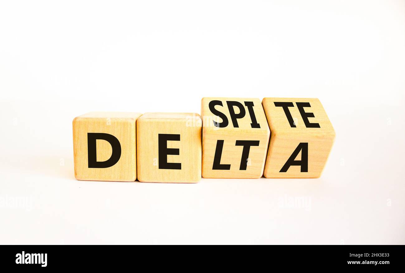 Covid-19 delta variant strain despite symbol. Turned wooden cubes and ...