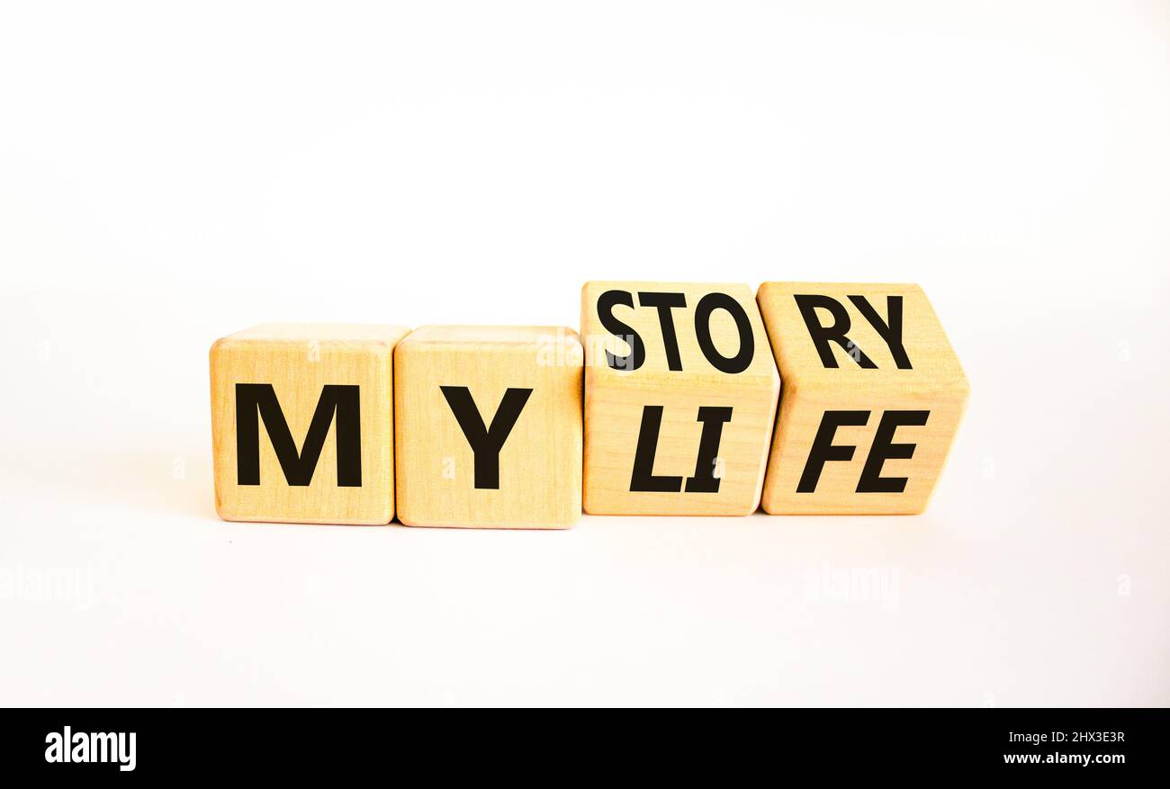 Story of my life symbol. Turned wooden cubes and changed concept words ...