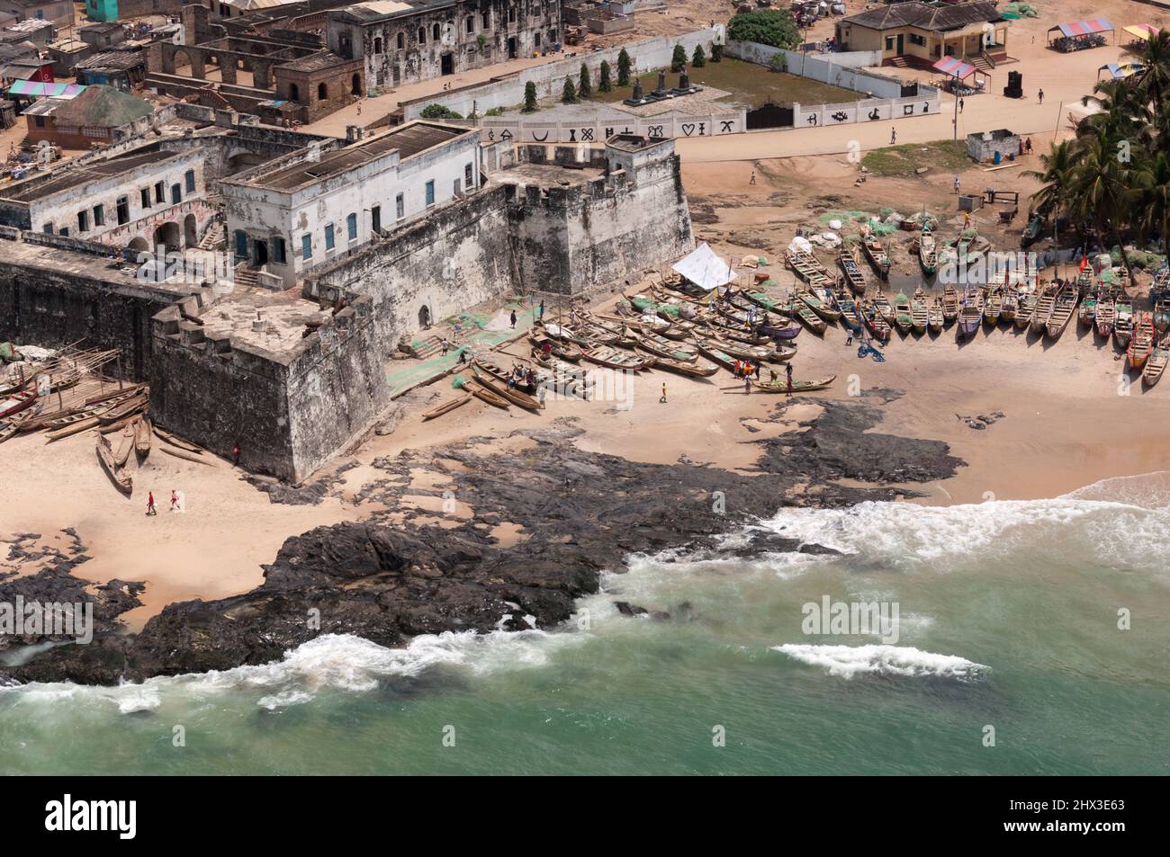 Anomabu, Central Region, Ghana - August the 15th 2010: Aerial view of ...