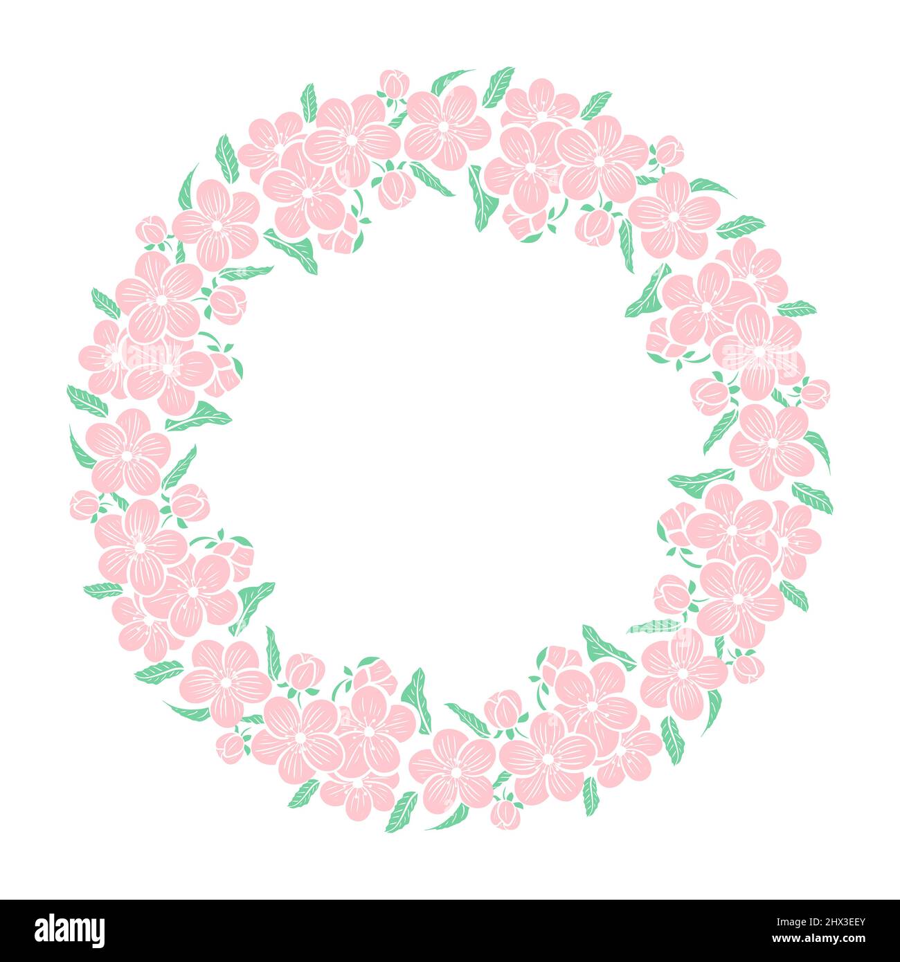 Apple blossom wreath on Stock Vector Images - Alamy