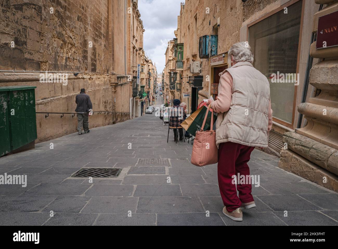 Local life in the streets of Valletta, the capital of Malta Stock Photo ...