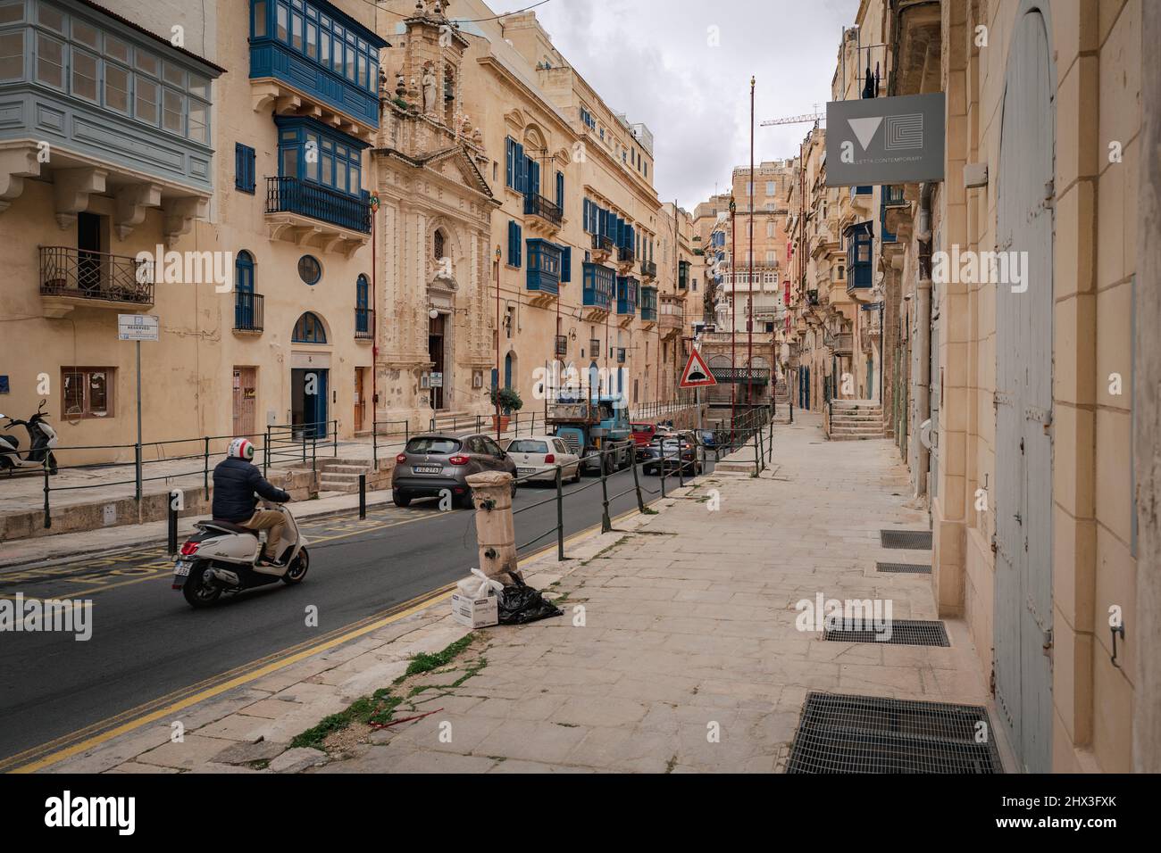 Streets and architecture in Valletta, the capital of Malta island Stock ...