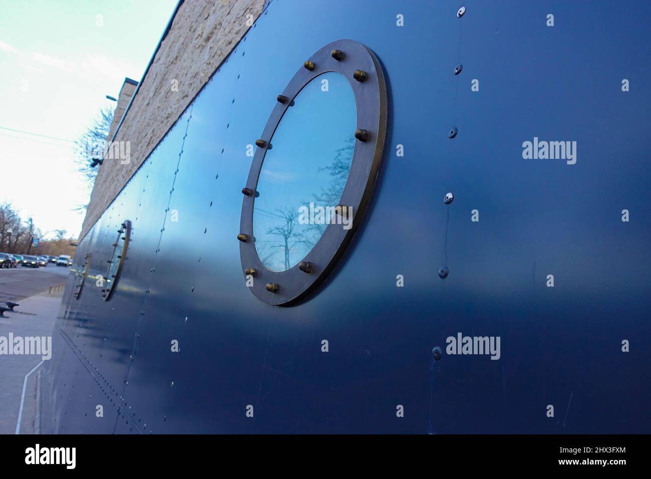Round window in the form of a ship's porthole Stock Photo - Alamy