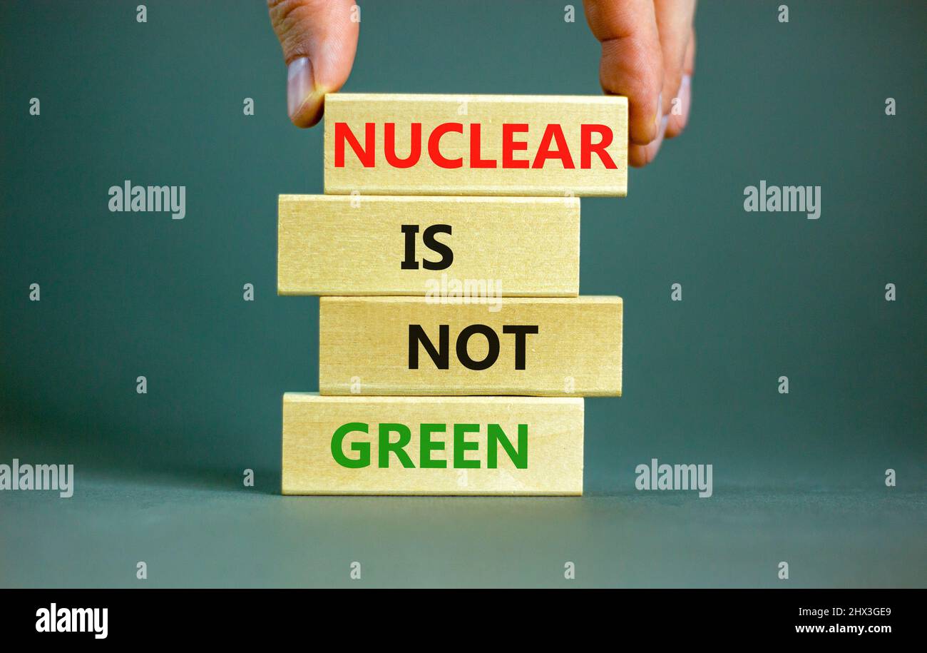 Nuclear is not green symbol. Concept words Nuclear is not green on ...