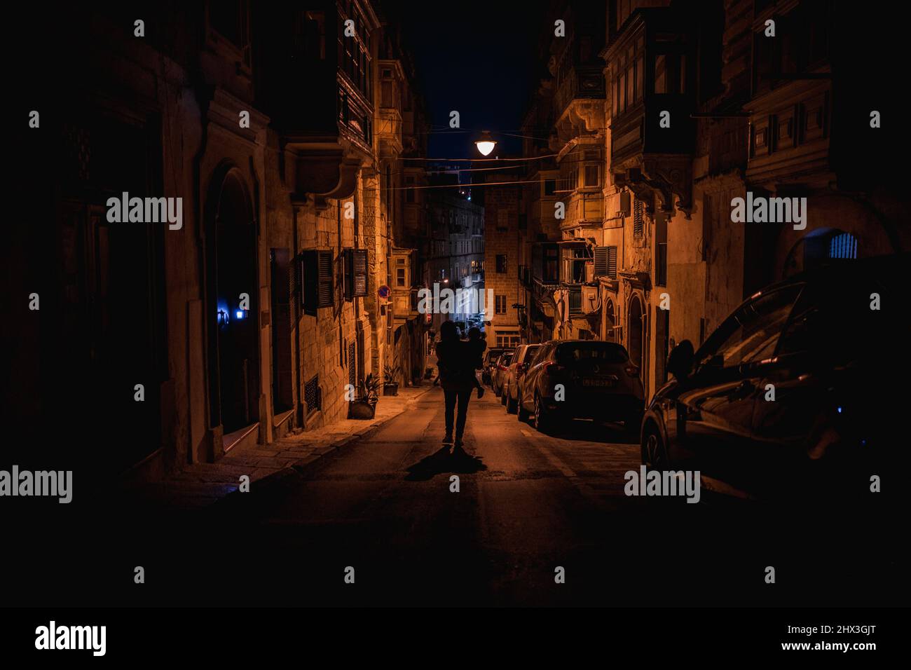 Night scene in the streets of Valletta, Malta island Stock Photo - Alamy