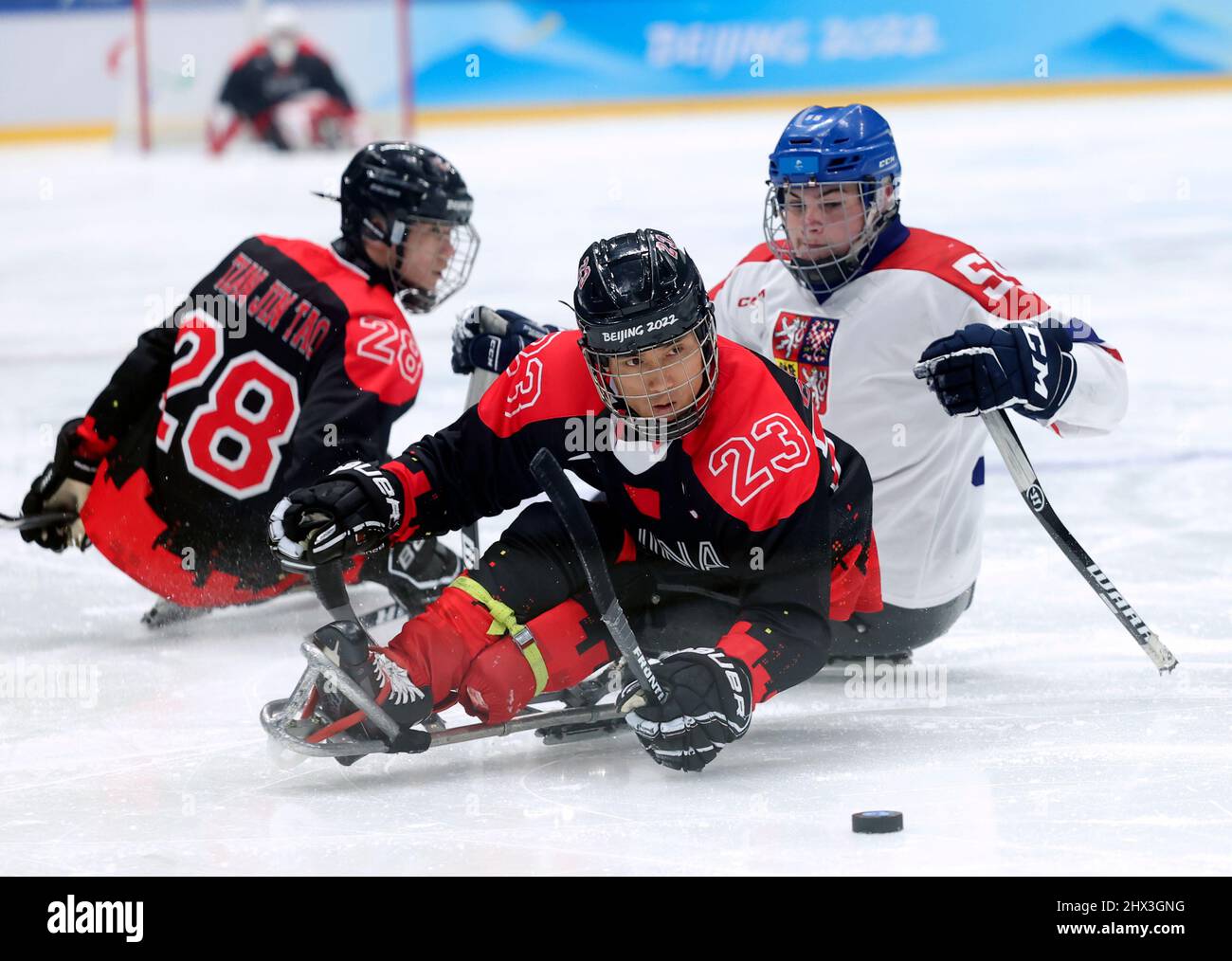 Beijing, China. 9th Mar, 2022. Cui Yutao (C) of China competes during ...