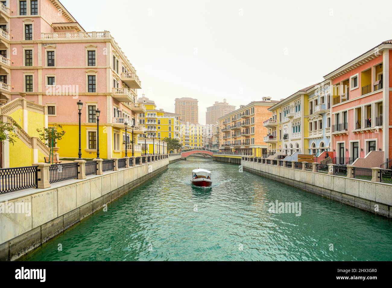 Venetian bridge in the Qanat Quartier at the Pearl in Doha, Qatar Stock ...