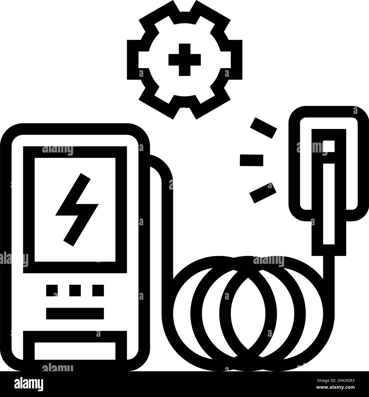 ev charger installation line icon vector illustration Stock Vector ...