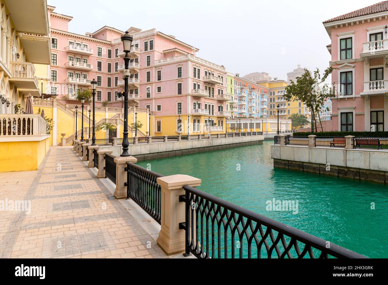 Venetian bridge in the Qanat Quartier at the Pearl in Doha, Qatar Stock ...