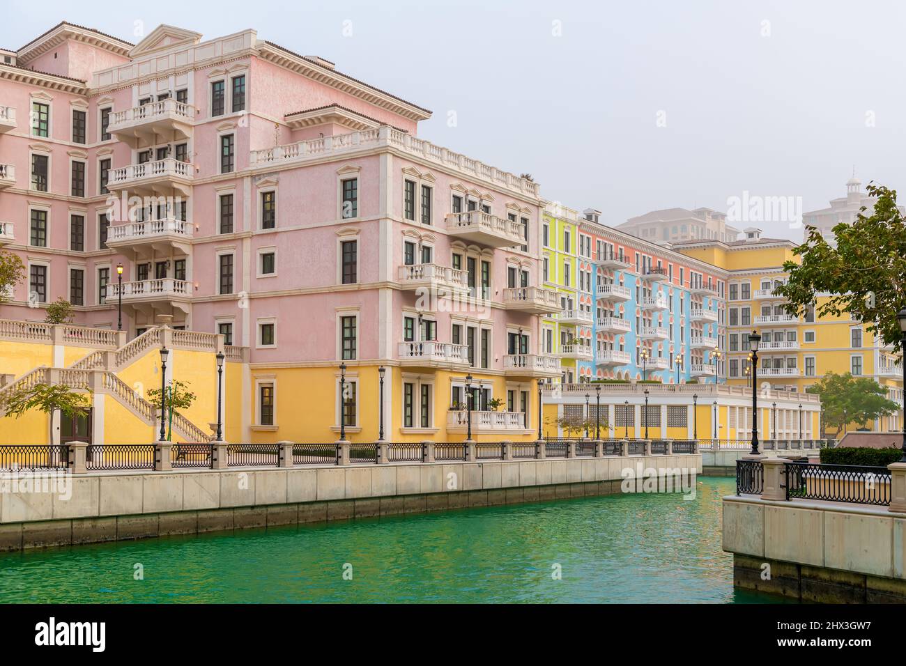Venetian bridge in the Qanat Quartier at the Pearl in Doha, Qatar Stock ...