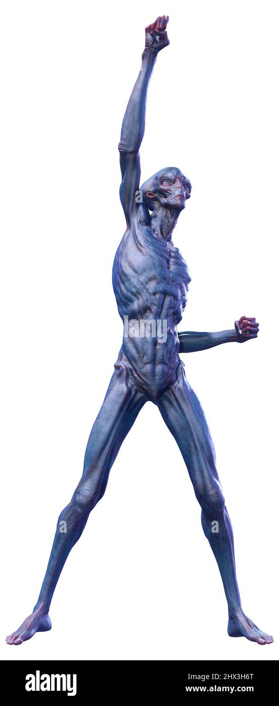 3D rendering of a blue alien isolated on white background Stock Photo ...