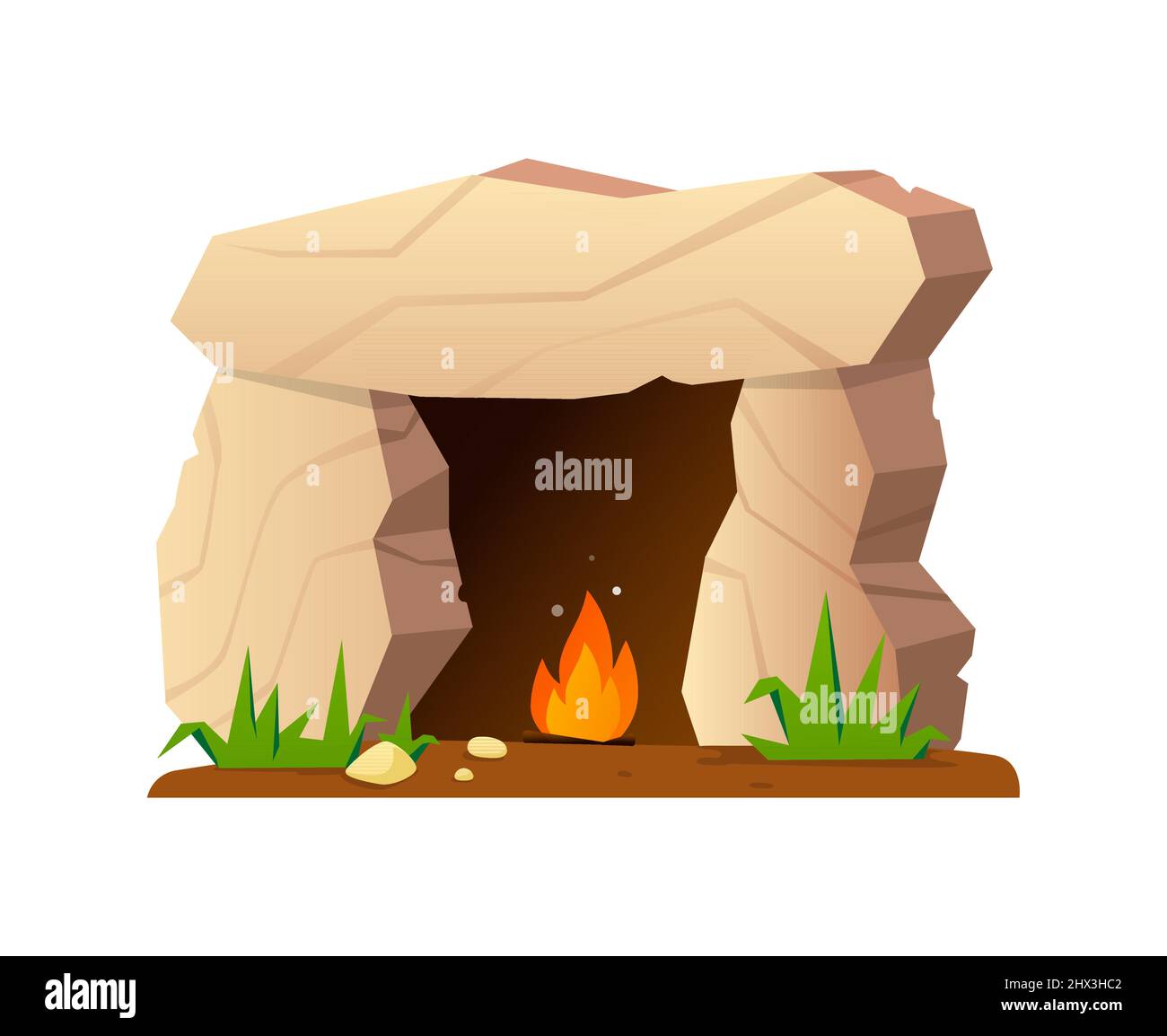 Ancient cave - flat design style object on white background Stock ...
