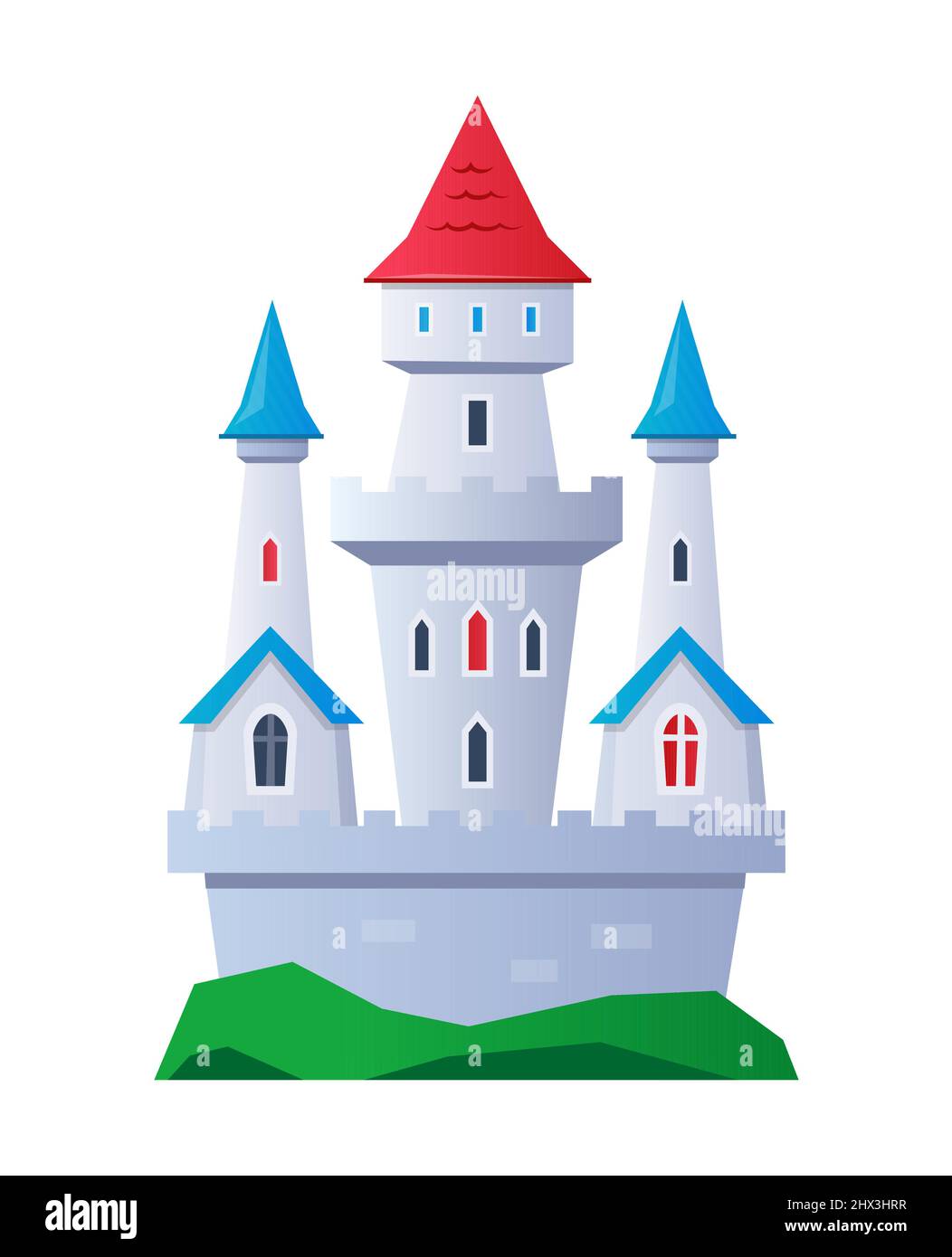 Magic castle - flat design style object on white background Stock ...