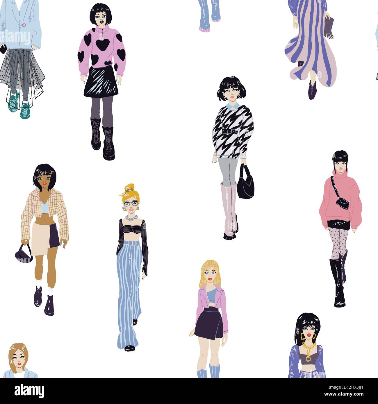 Fashion models street style Stock Vector Images - Alamy