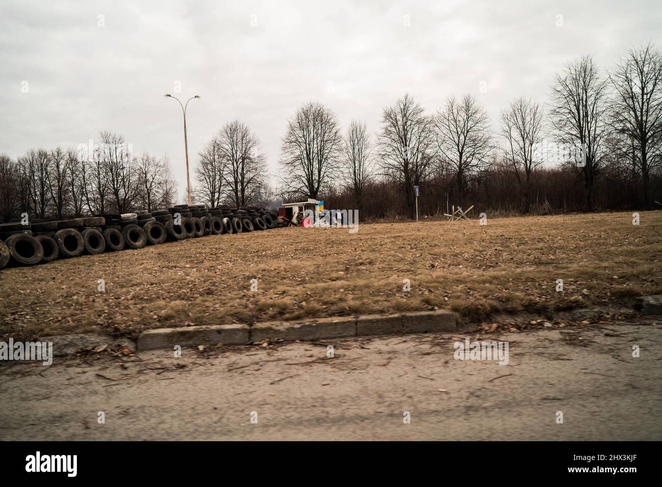 Ukrainian army checkpoint in Vinnycja. Since the beginning of the ...