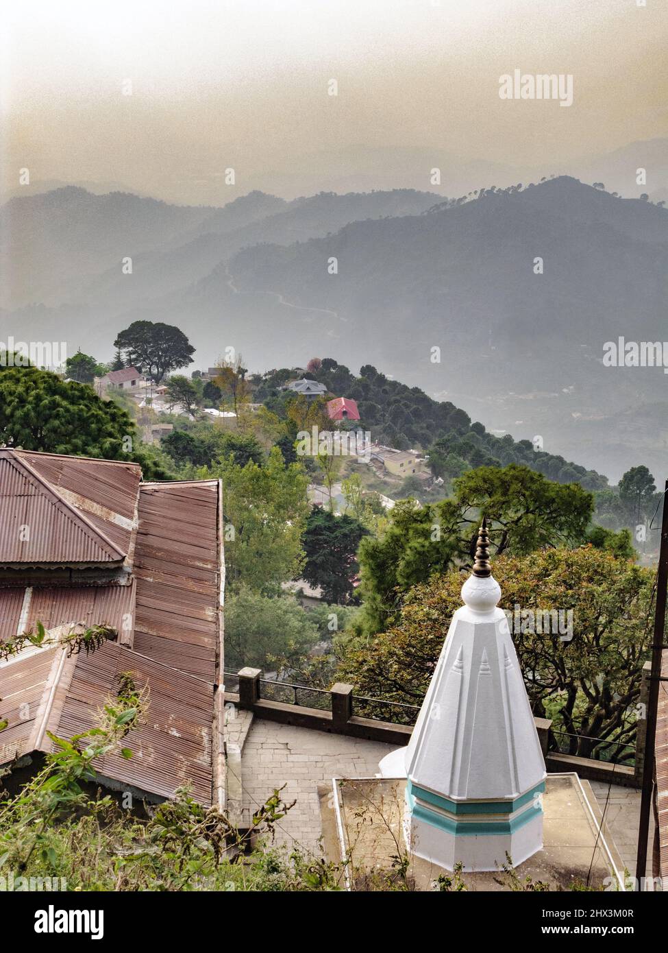 India, Himachal Pradesh, Solan district. Kasauli town. Smoke haze ...